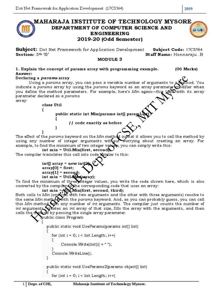 Module 3 Question Bank PDF | PDF | Class (Computer Programming) | Method (Computer Programming)