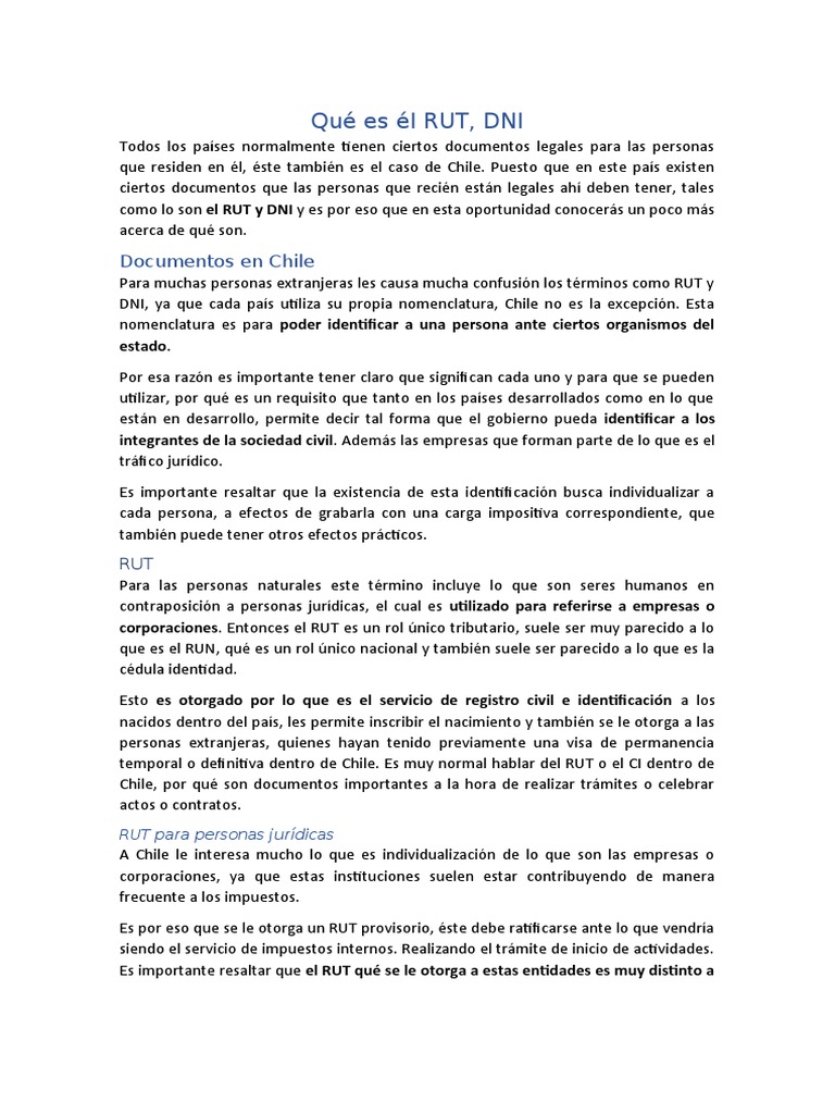 Qu Es El Run Dni Ci O Rut En Chile Vivir En Chile Almundo Marcopolo 62