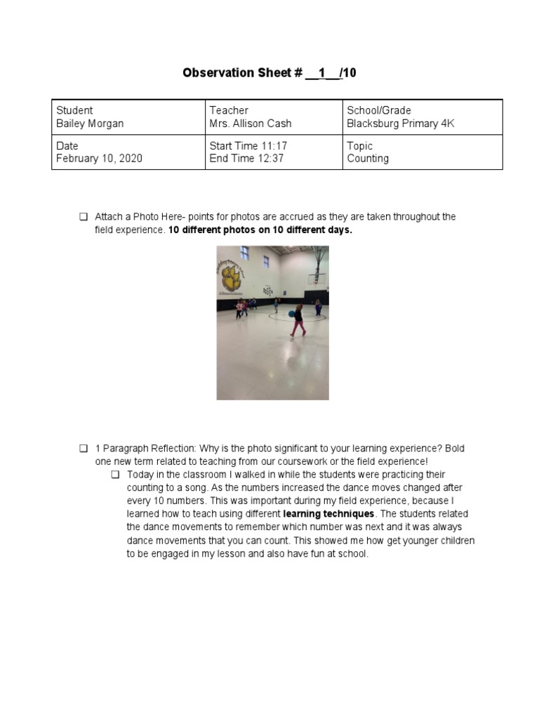 Observation Sheet | PDF