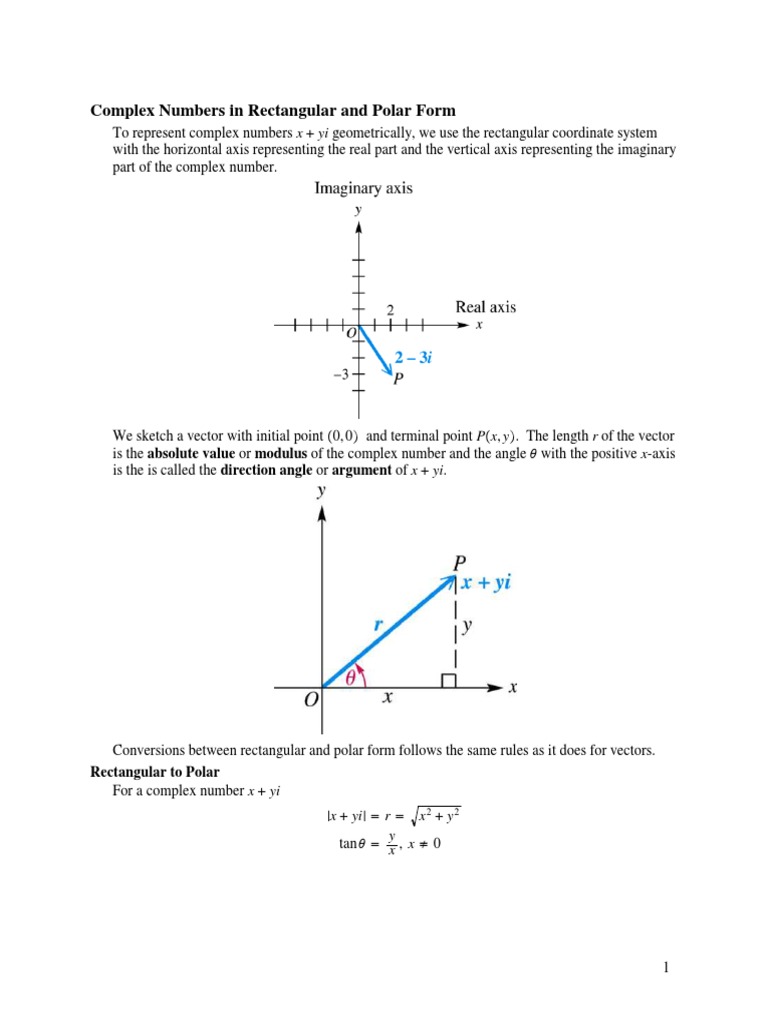 Notes Polar Complex Numbers PDF | PDF | Complex Number | Cartesian ...