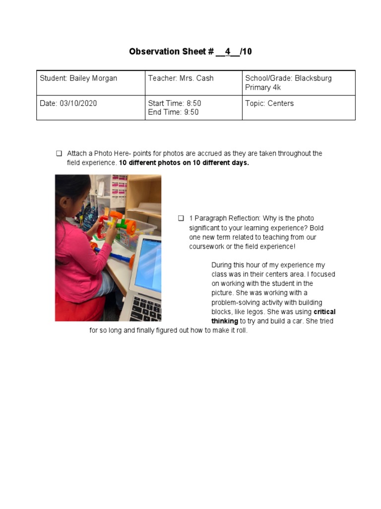 Observation Sheet | PDF