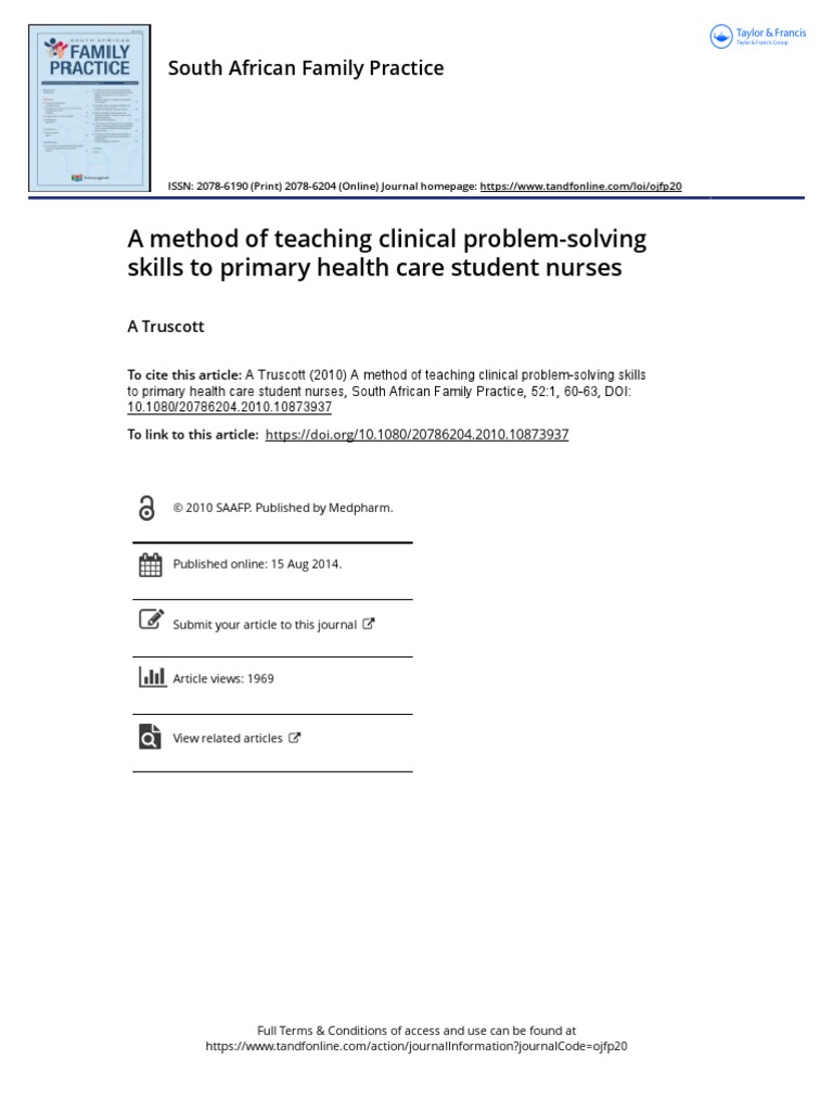A Method of Teaching Clinical Problem Solving Skills To Primary Health ...