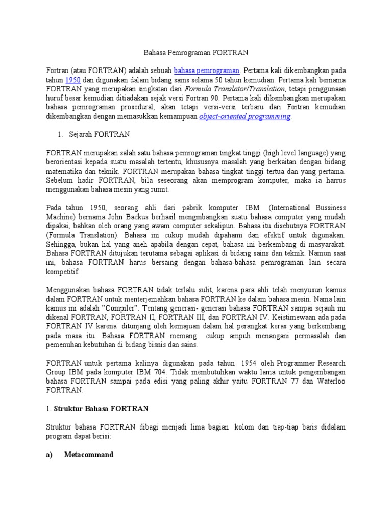 Bahasa Pemrograman FORTRAN | PDF