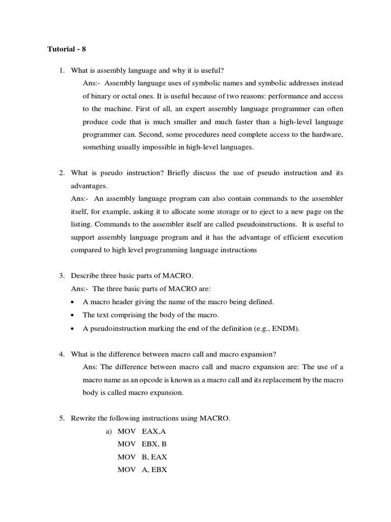 Understanding Assembly Language: An In-Depth Tutorial on Macros, Pseudo ...