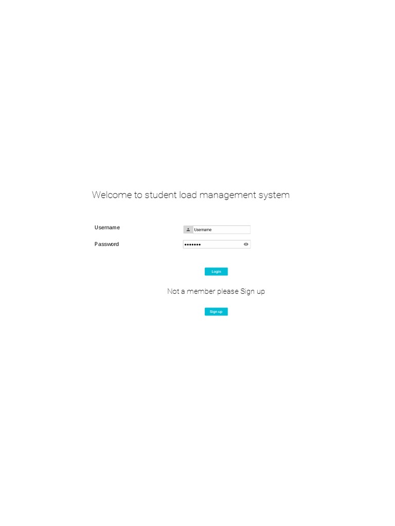 Welcome To Student Load Management System: Not A Member Please Sign Up ...