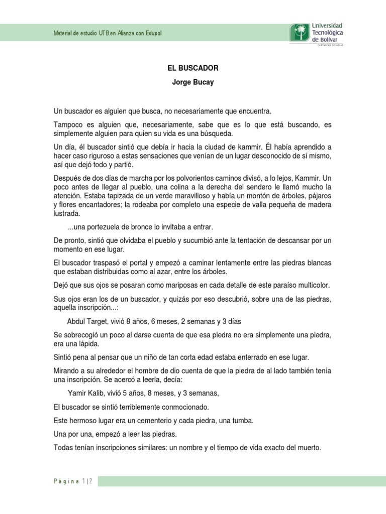 Lectura El Buscador - Jorge Bucay | PDF