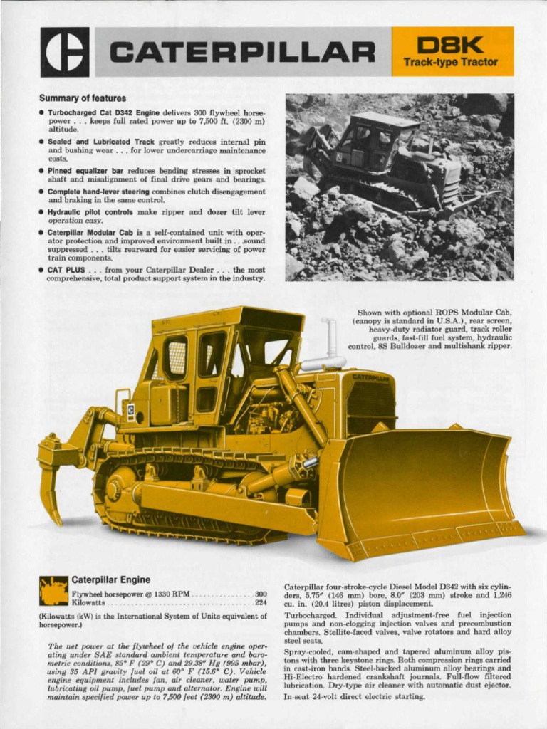 D8K Track Type Tractor Specs PDF | PDF | Clutch | Tractor