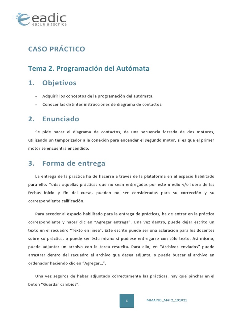 Enunciado - CP - M4T2 - Programacion Del Autómata | PDF | Informática | Tecnología digital