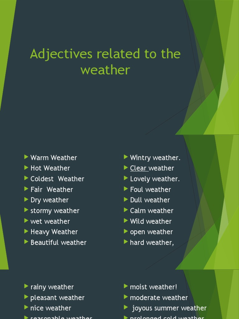 Adjectives Related To The Weather | PDF