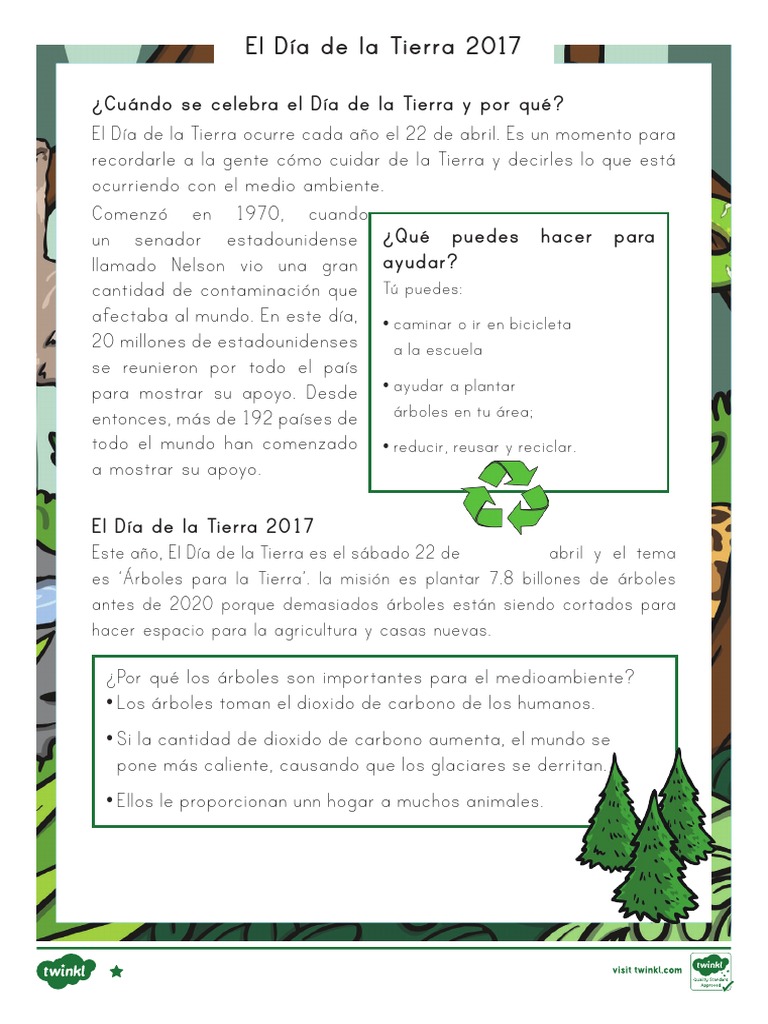 Sa T T 2545908 Dia de La Tierra Comprension Lectora de Atencion A La ...