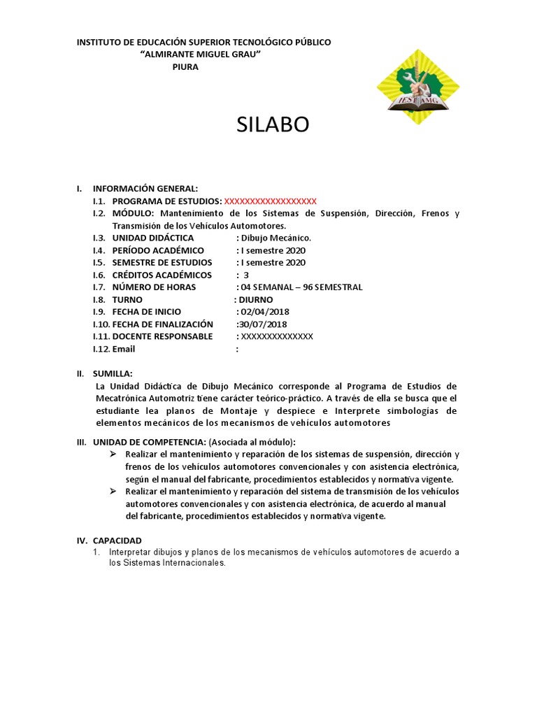 Modelo de Silabo 2020 - I | PDF | Evaluación | Modificación de comportamiento