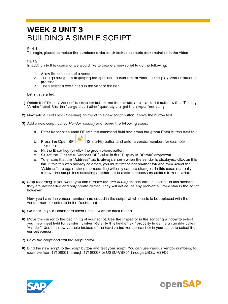 Exercise Week 2 Unit 3 Building A Simple Script | PDF | System Software ...