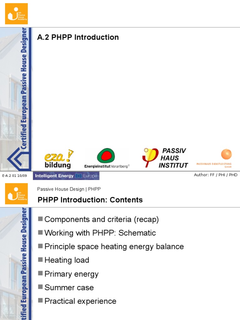 A.2 PHPP Introduction: Author: FF / PHI / PHD | PDF | Solar Energy ...