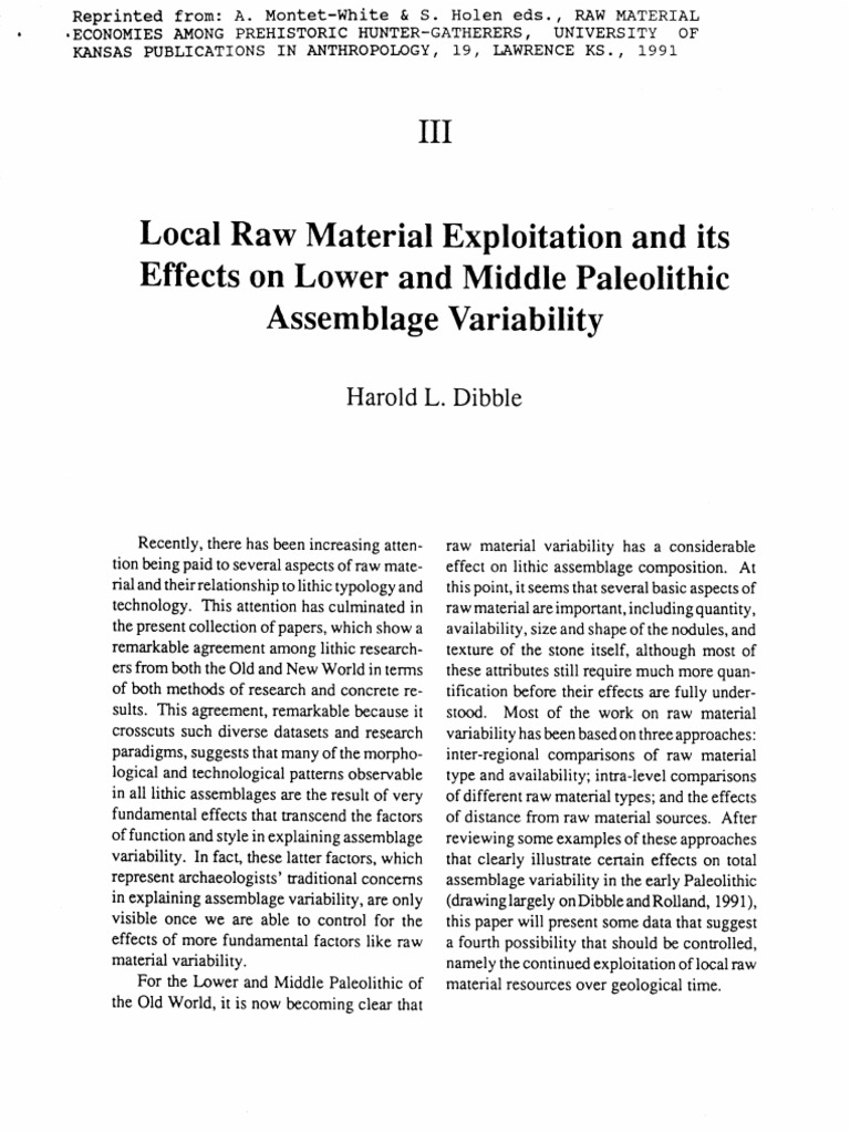 Dibble, H. - Local Raw Material Exploitation and Its Effects On Lower ...