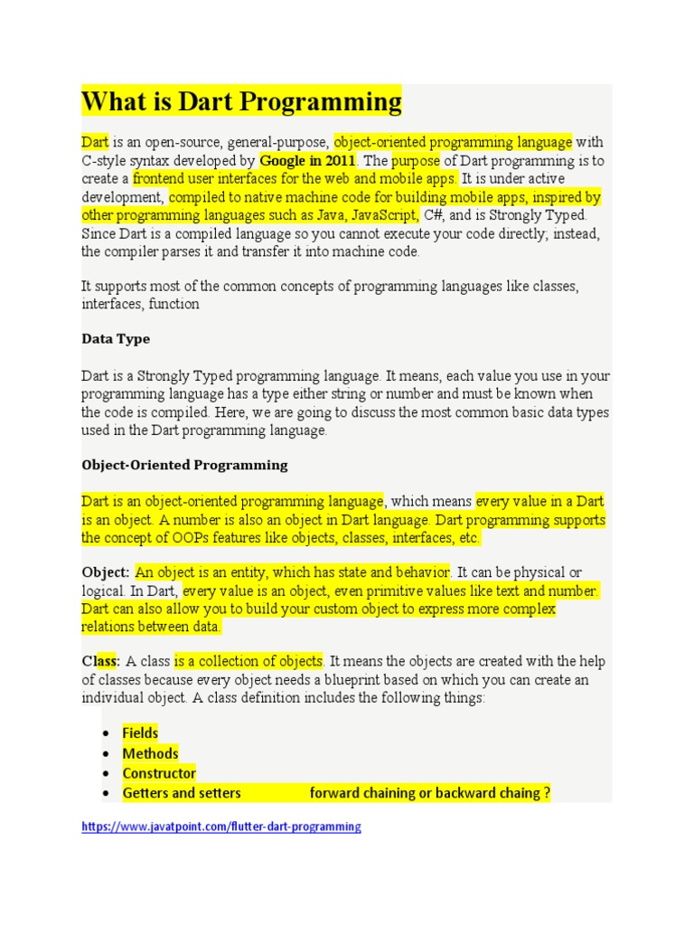 What Is Dart Programming: Data Type | PDF