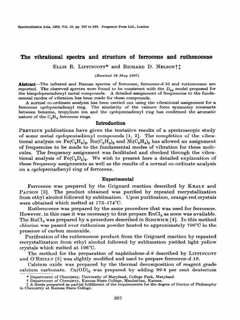 The Vibrational Spectra and Structure of Ferrocene and Ruthenocene ...