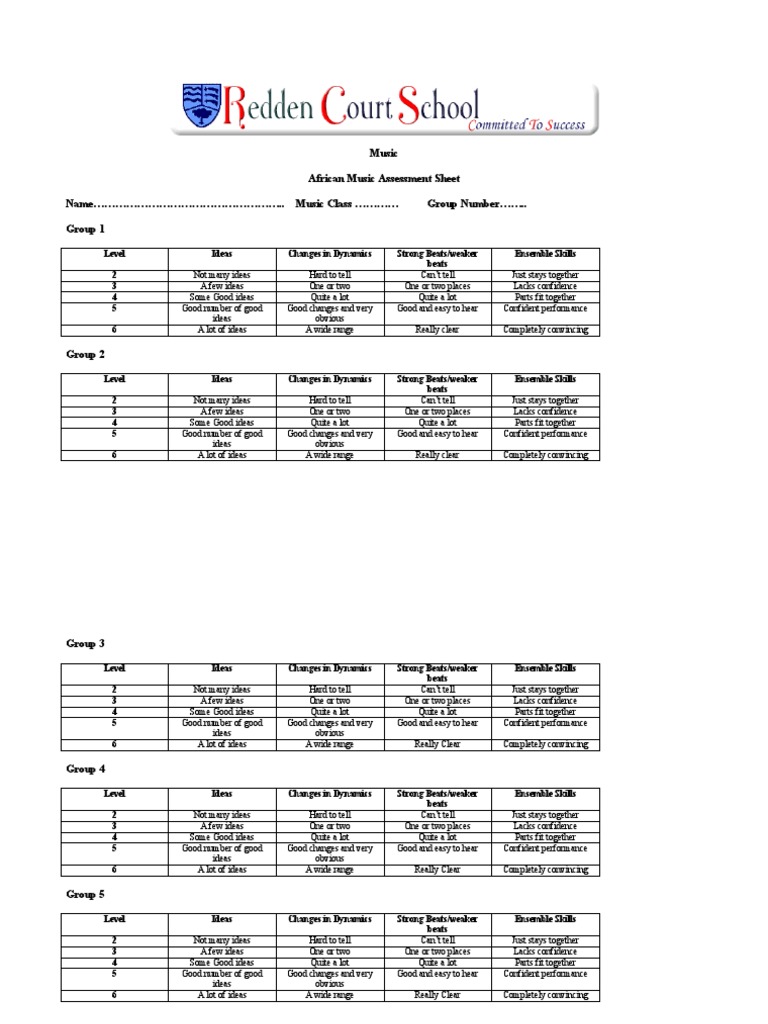 African Music Assessment Criteria | PDF