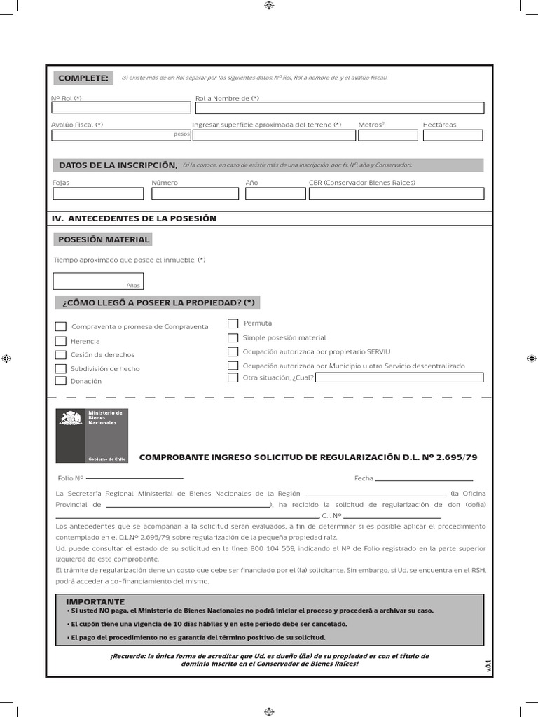 4.FORMULARIO SOLICITUD DE REGULACION - Indd | PDF | Propiedad | Derecho y economía