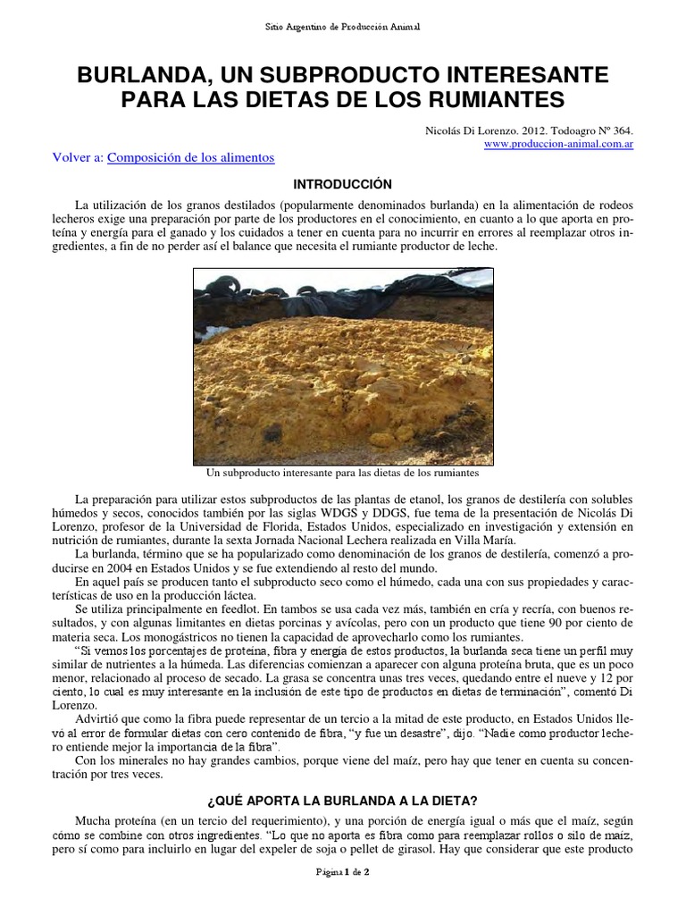 Burlanda Definicion | PDF | La alimentación animal | Leche