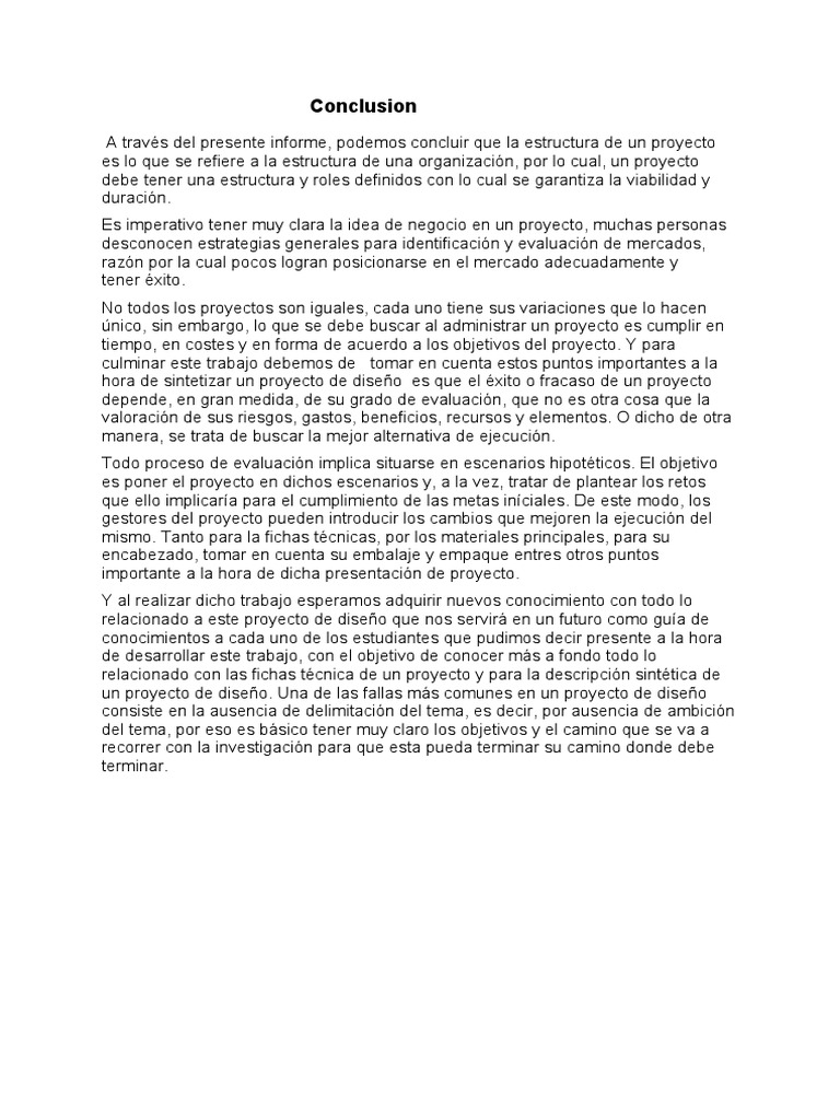 Conclusiones sobre la Estructura de Proyectos | PDF | Negocios
