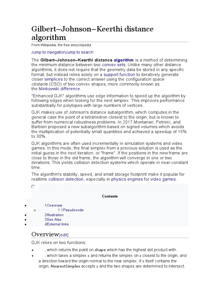 Gilbert-Johnson-Keerthi Distance Algorithm: Convex Sets Support ...