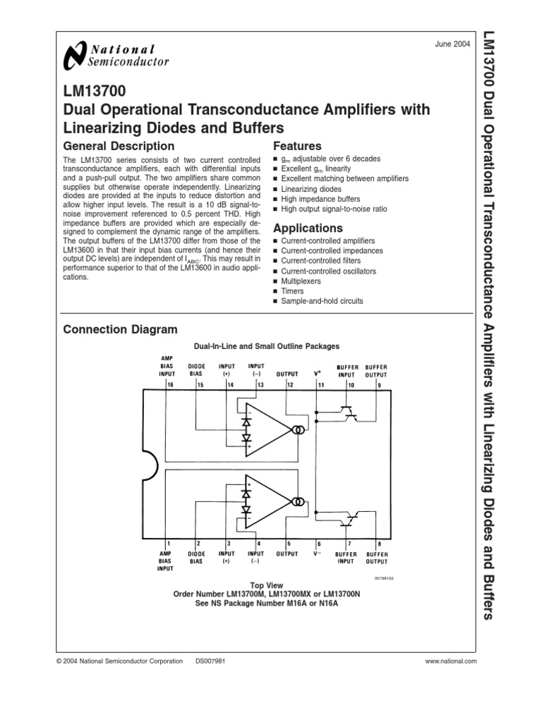 LM13700 | Amplifier | Low Pass Filter