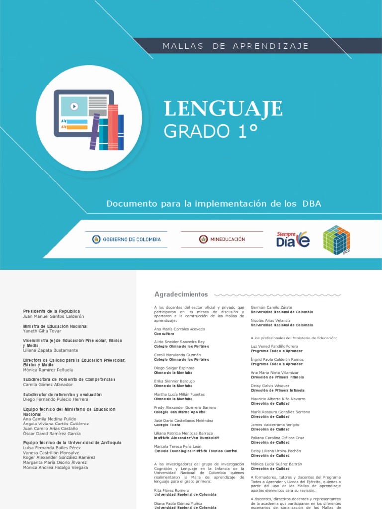 Lenguaje Grado 1 0 Pdf Palabra Escritura