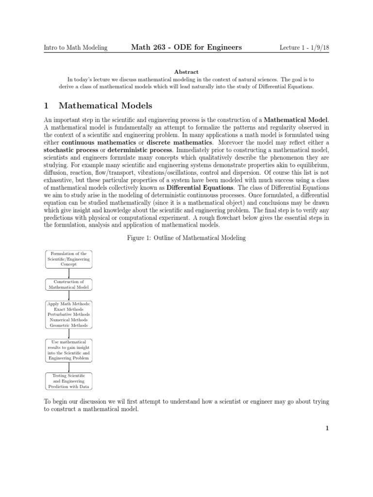1 Mathematical Models: Math 263 - ODE For Engineers | PDF | Teaching ...