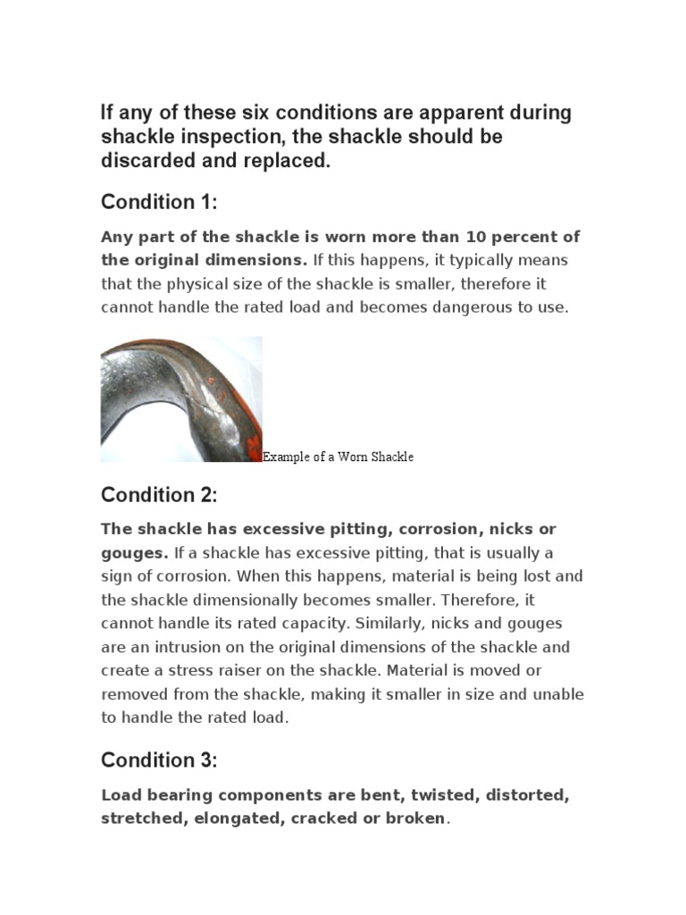 Shackle Inspecction Procedure | PDF