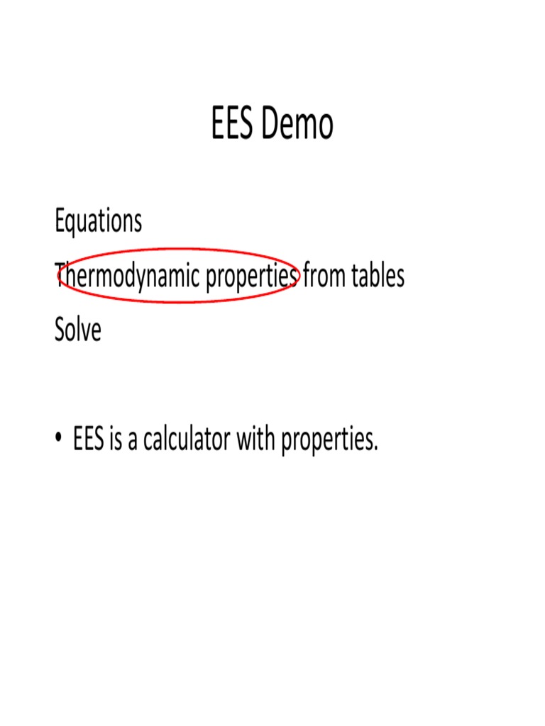 EES Demo EES Demo | PDF | Entropy | Thermodynamics