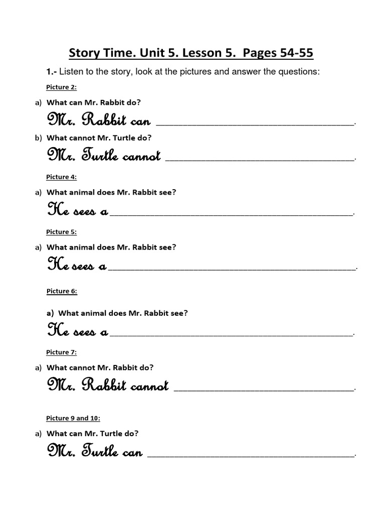 Story Time: Mr. Rabbit and Mr. Turtle | PDF | Home & Garden | Self ...