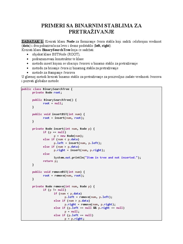 Binarna Stabla Za Pretrazivanje | PDF