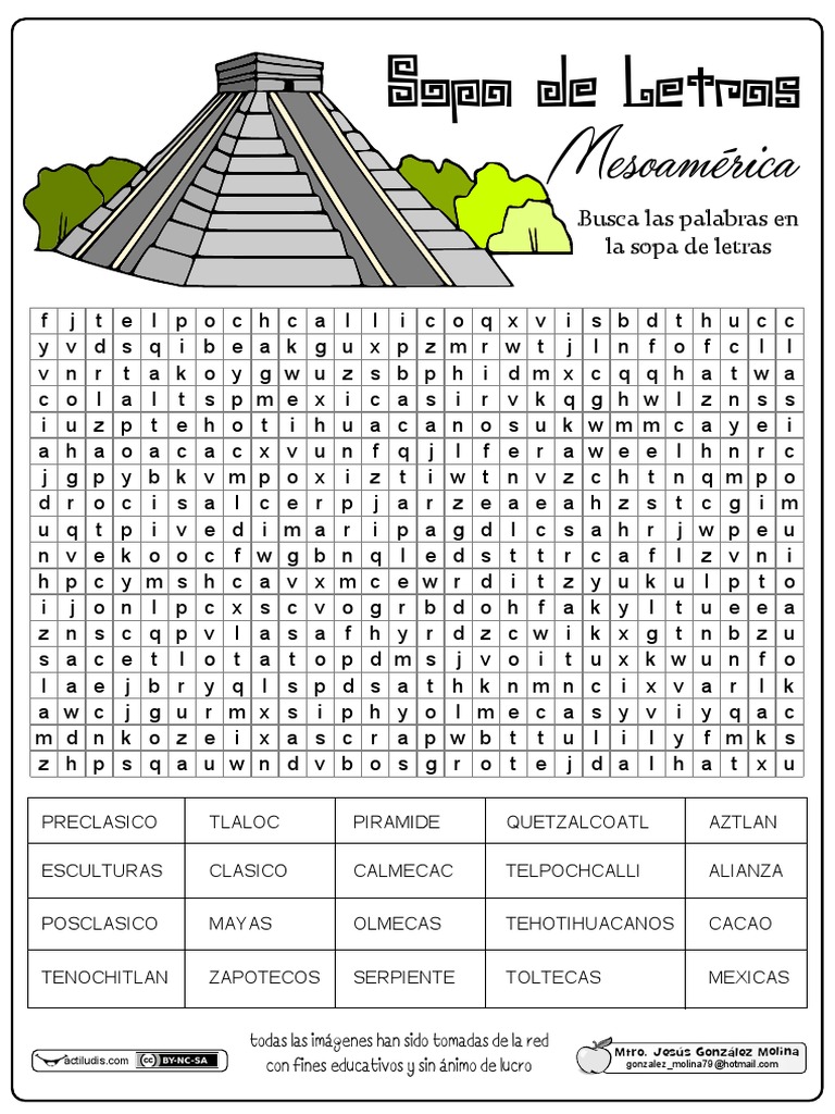 Sopa de Letras: Culturas Mesoamericanas | PDF | Folklore Mexicano ...
