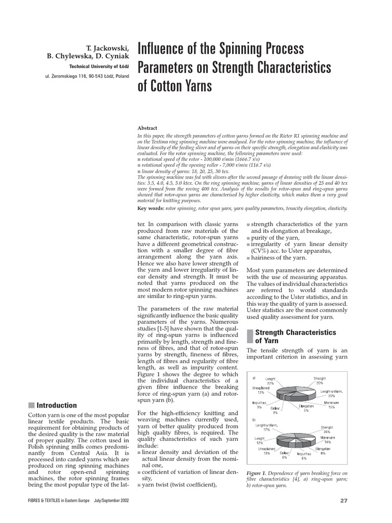 Influence of The Spinning Process Parameters On Strength ...