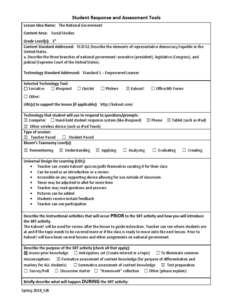 Kahoot Lesson Plan | Download Free PDF | Educational Assessment | Question