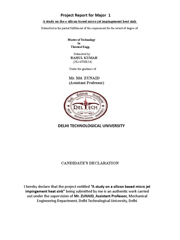 Project Report For Major 1: A Study On The A Silicon Based Micro Jet ... Project Report For Major 1: A Study On The A Silicon Based Micro Jet ...