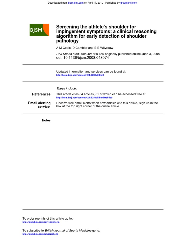 Cools 2008 Screening The Athletes Shoulder For | PDF | Shoulder ...