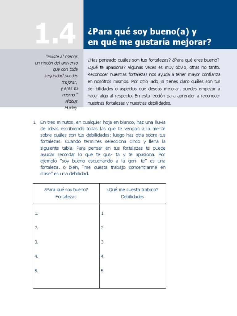 Autoconocimiento - para Que Soy Bueno | PDF