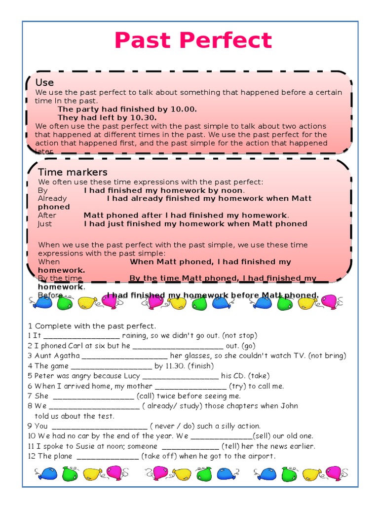Past Perfect: Use Use | PDF