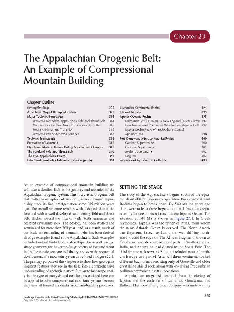 The Appalachian Orogenic Belt: An Example of Compressional Mountain ...