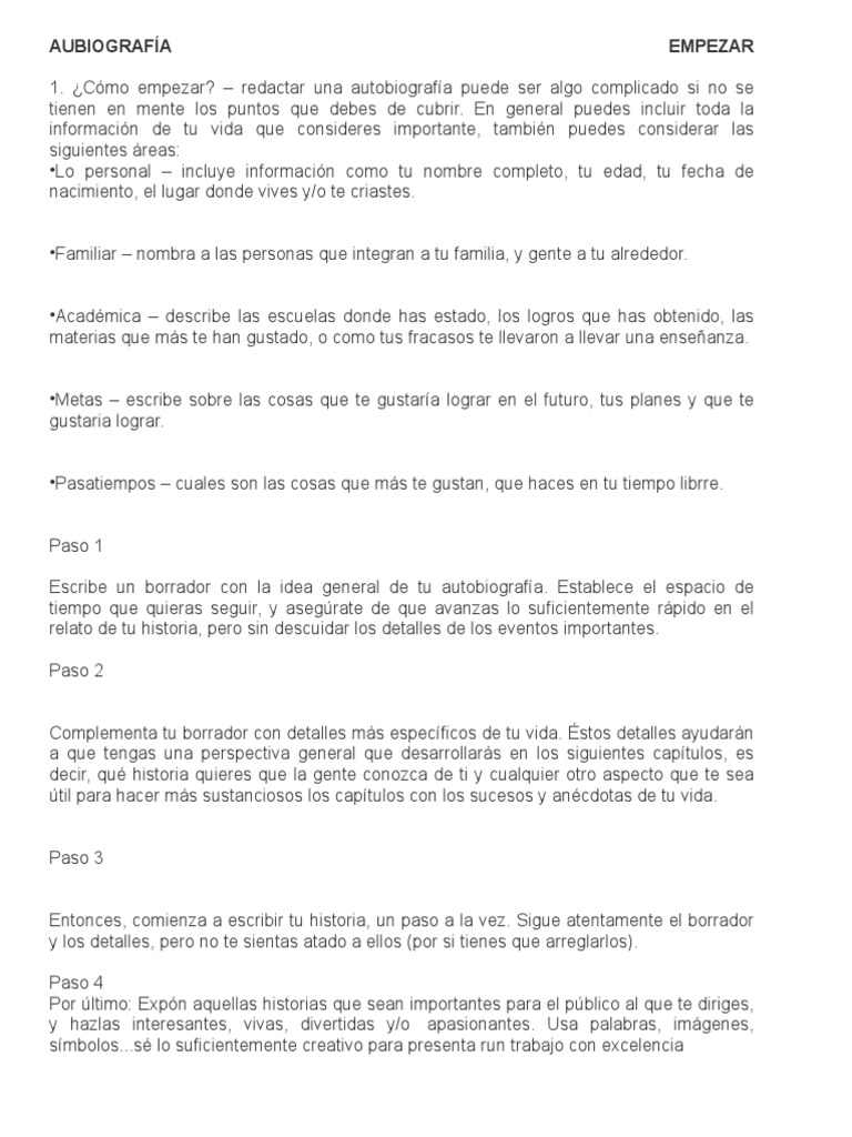 Esquema Autobiografía | PDF