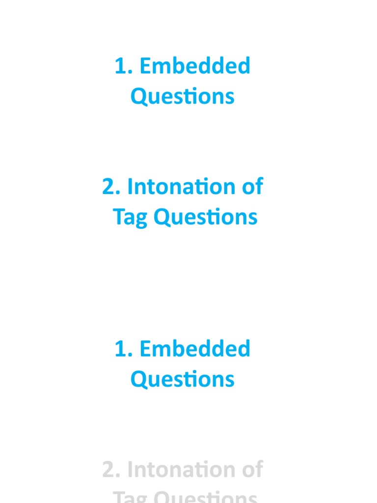 Embedded Questions and Intonation of Tag Questions | PDF | Question ...