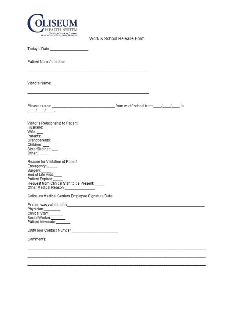 Work School Release Form | PDF