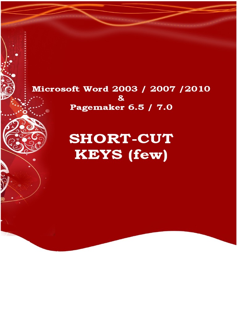 Pagemaker and Word Shortcut Keys Guide | PDF | Control Key | Ibm Pc ...