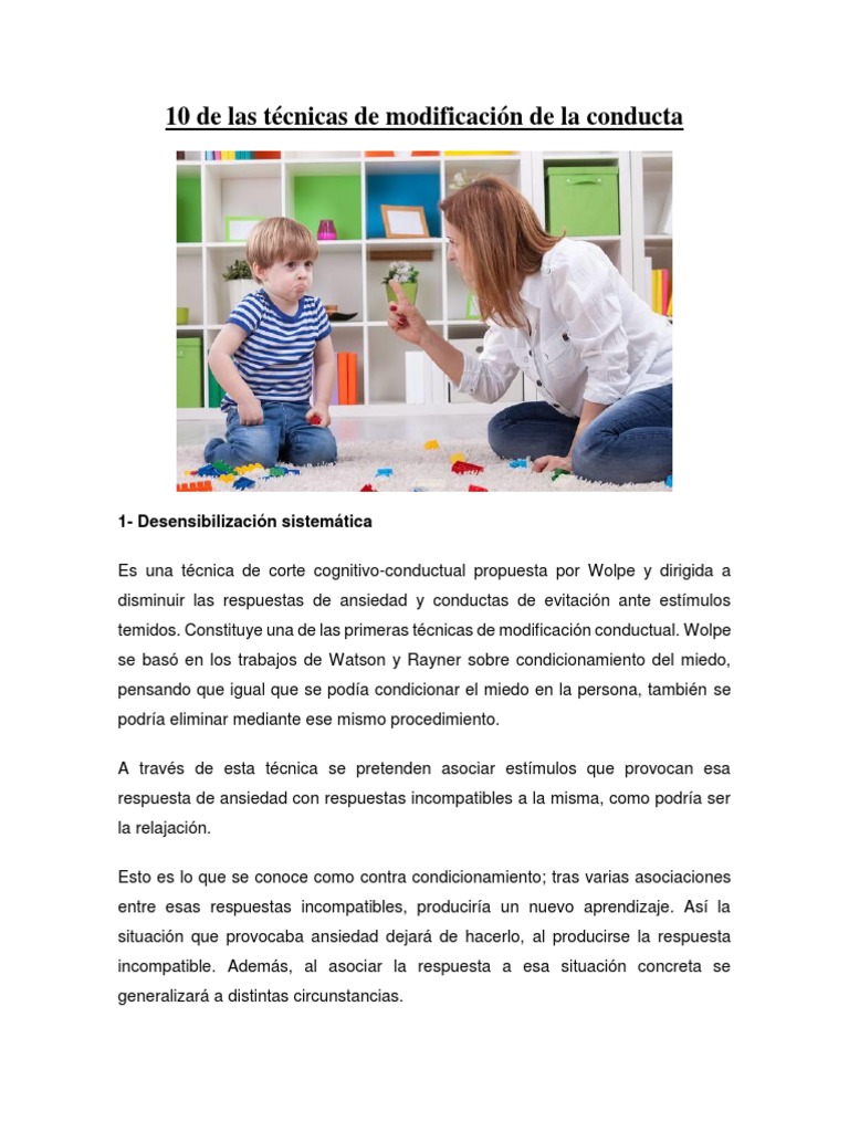10 Técnicas de Modificación de Conducta | PDF | Modificación de ...