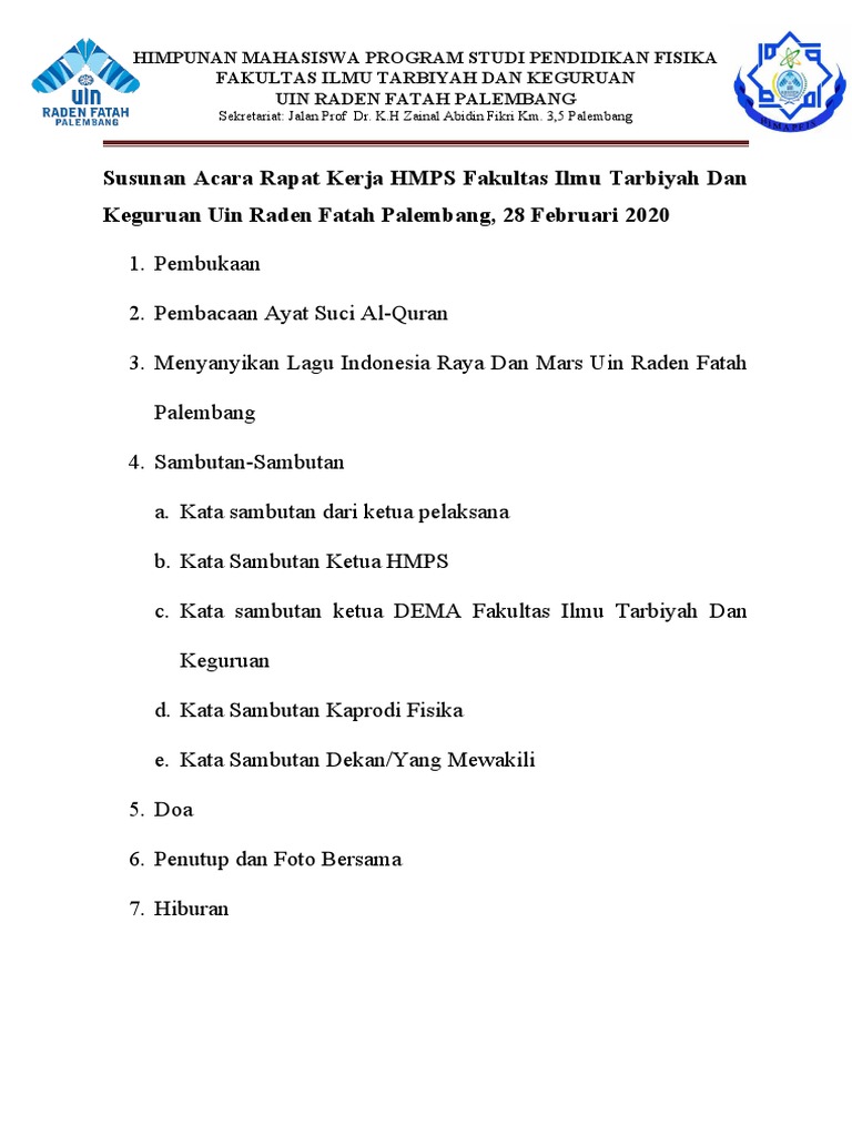 Susunan Acara Raker | PDF