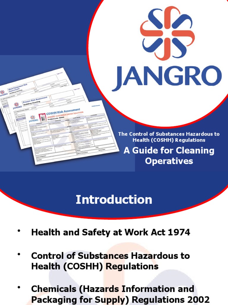 A Guide For Cleaning Operatives: The Control of Substances Hazardous To ...