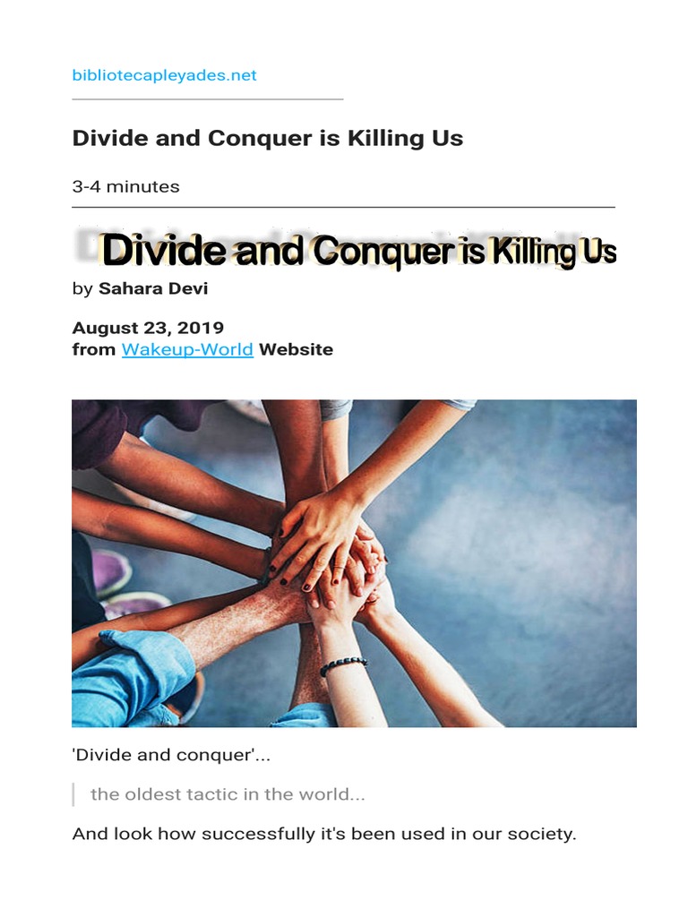 Divide and Conquer Is Killing Us | PDF | Metaphysics Of Mind ...