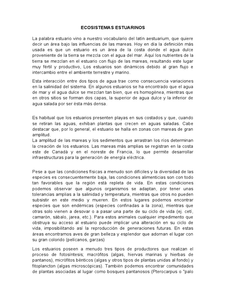 Ecosistemas Estuarinos 1 | PDF | Mangle | Arrecife de coral