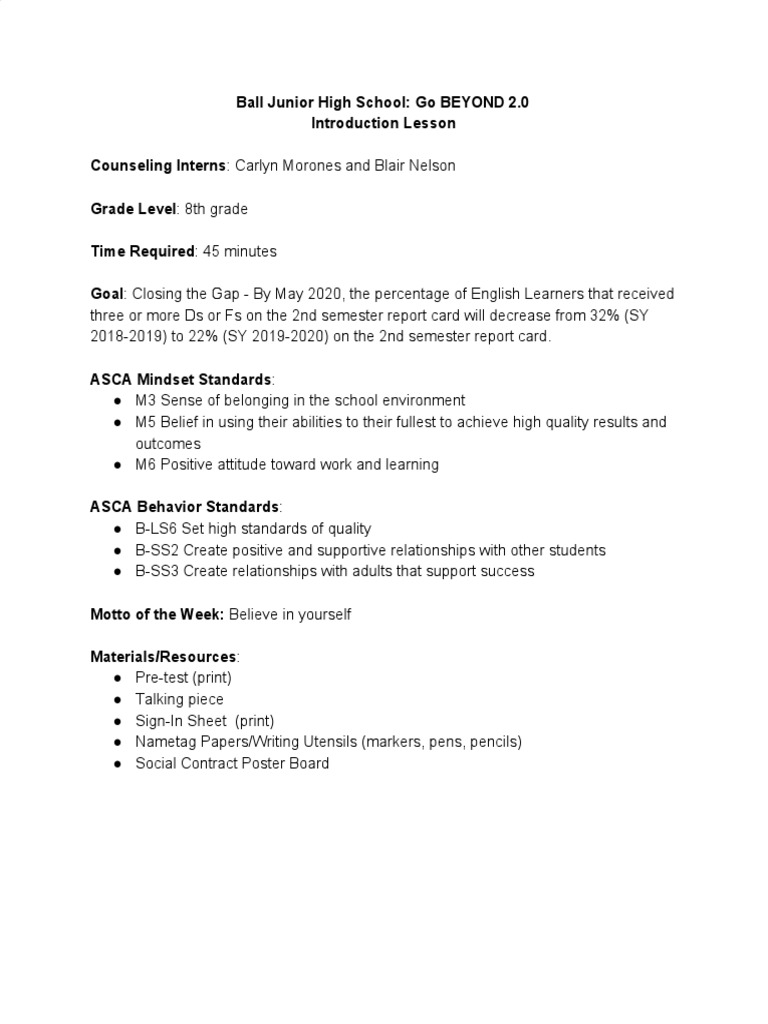 Go Beyond Lesson Plans All Lessons | PDF | Learning | Psychological ...